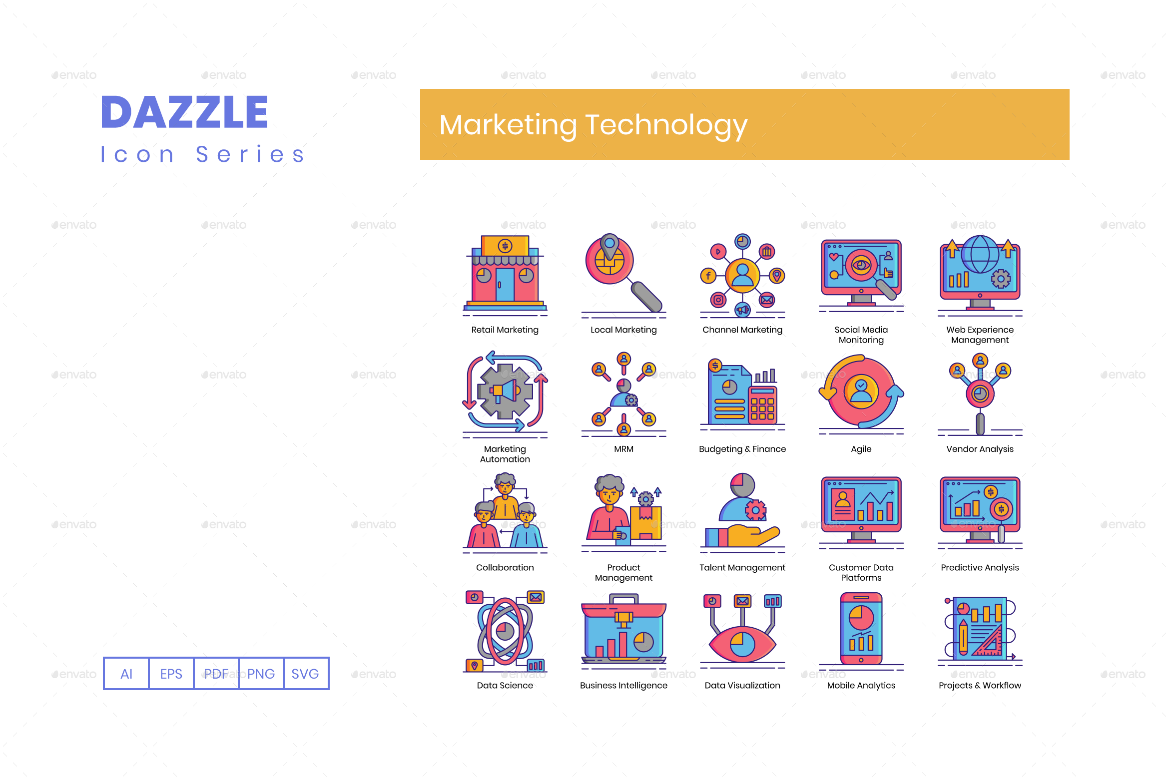 90 Marketing Technology Icons, Icons | GraphicRiver