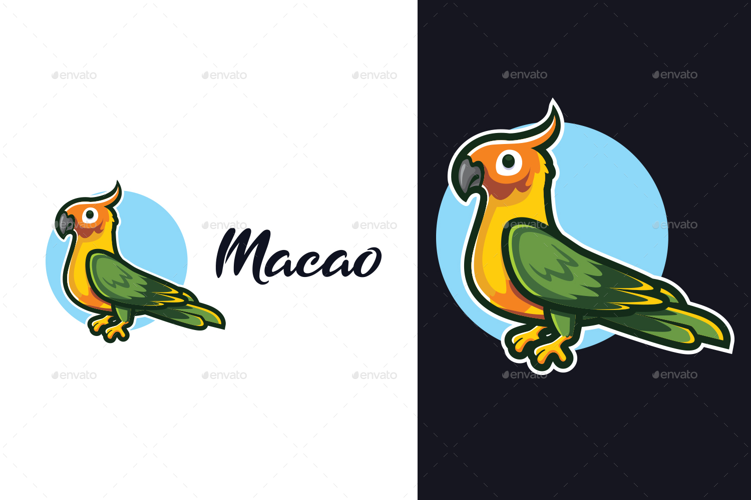 Cartoon Macau Bird Mascot Design, Logo Templates | GraphicRiver