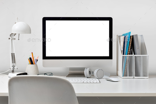 Desktop computer on a white Stock Photo by gresei | PhotoDune