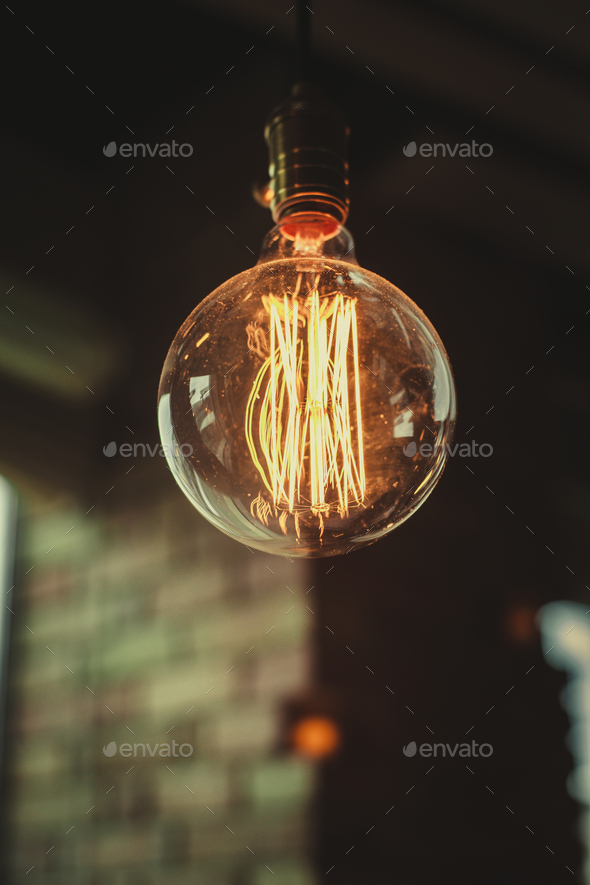 Retro lamps with blur background Stock Photo by Nikita_Karchevskyi