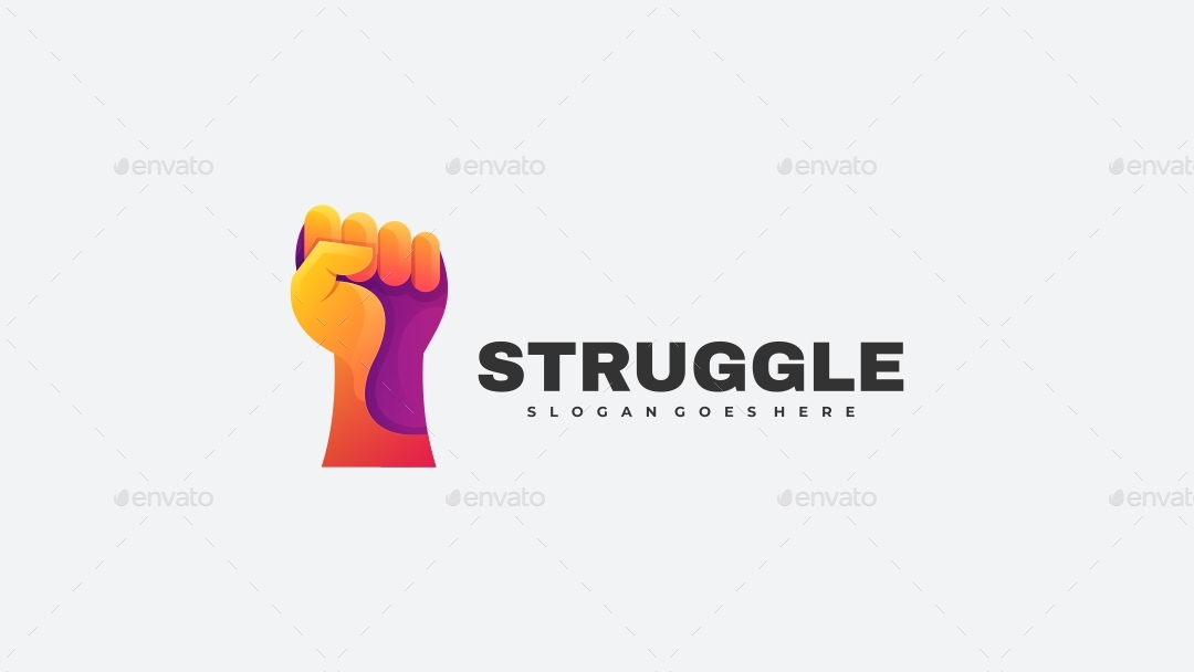 Hand Struggle Gradient Colorful Logo Template, Logo Templates ...