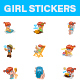 Girl Sticker Set, Vectors | GraphicRiver
