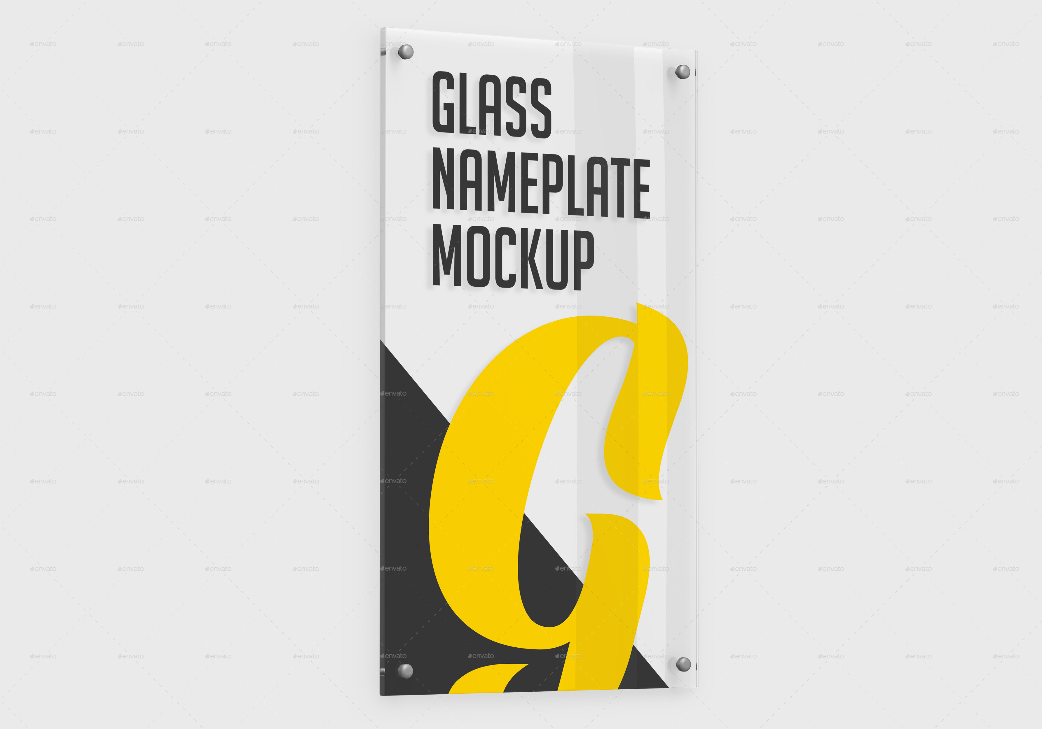 Vertical Glass Nameplate Mockup Set, Graphics | GraphicRiver