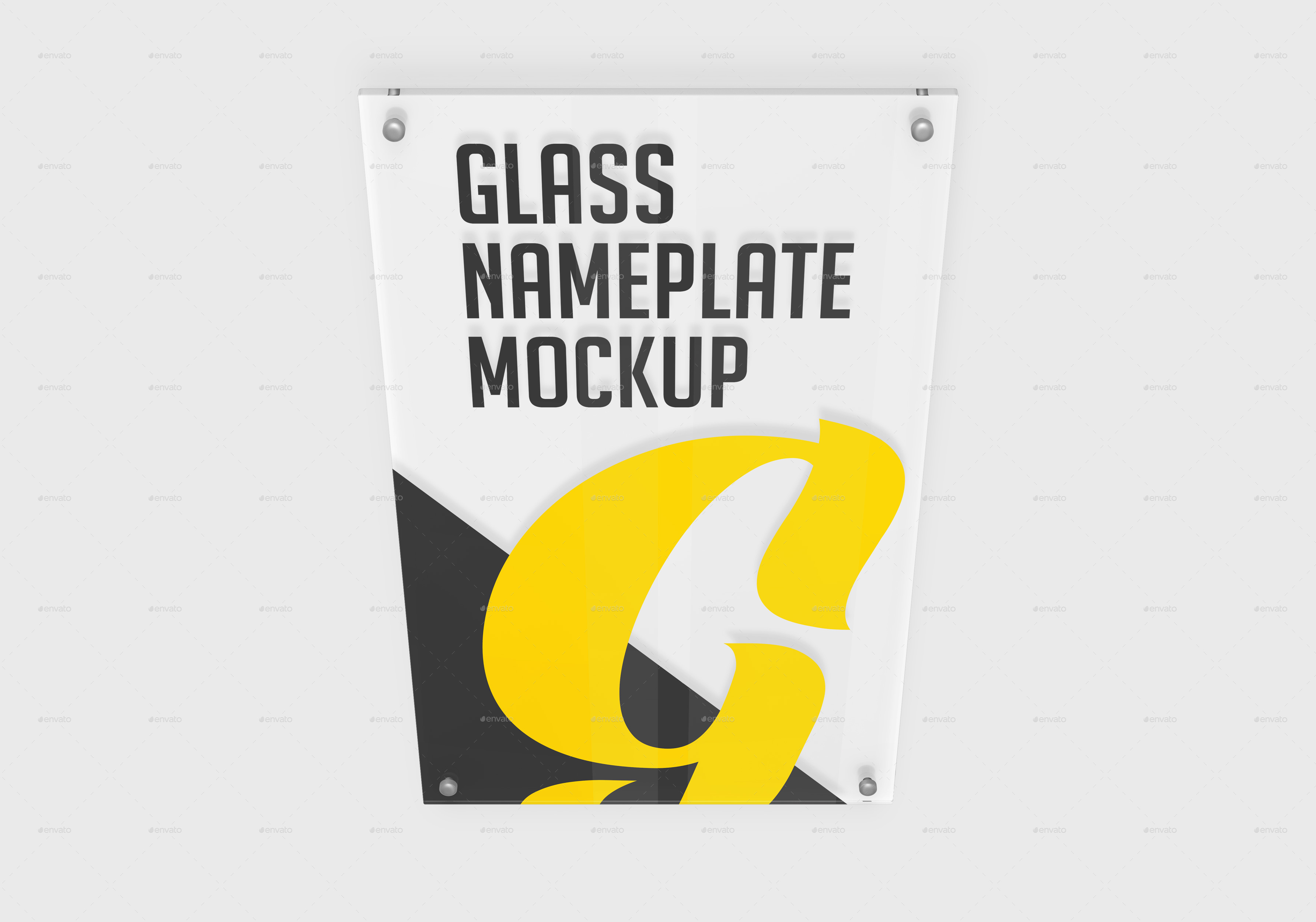 Vertical Glass Nameplate Mockup Set, Graphics | GraphicRiver