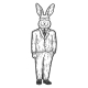 Rabbit Businessman, in Business Suit. Engraving, Vectors | GraphicRiver