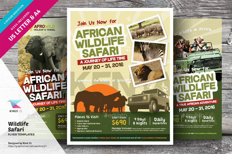 Wildlife Safari Flyer Templates, Print Templates | GraphicRiver