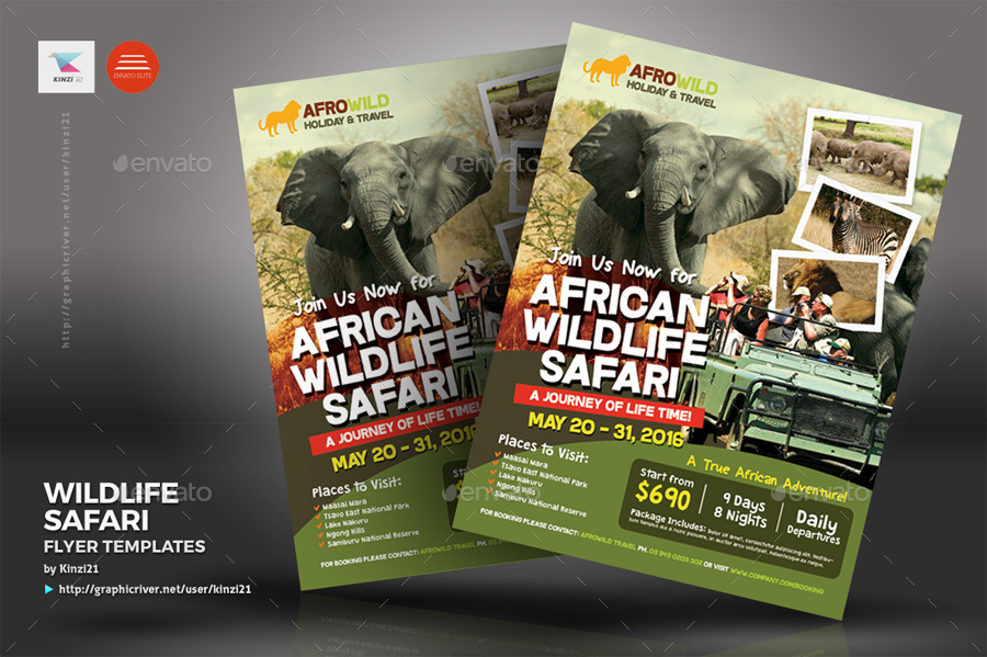 Wildlife Safari Flyer Templates, Print Templates | GraphicRiver