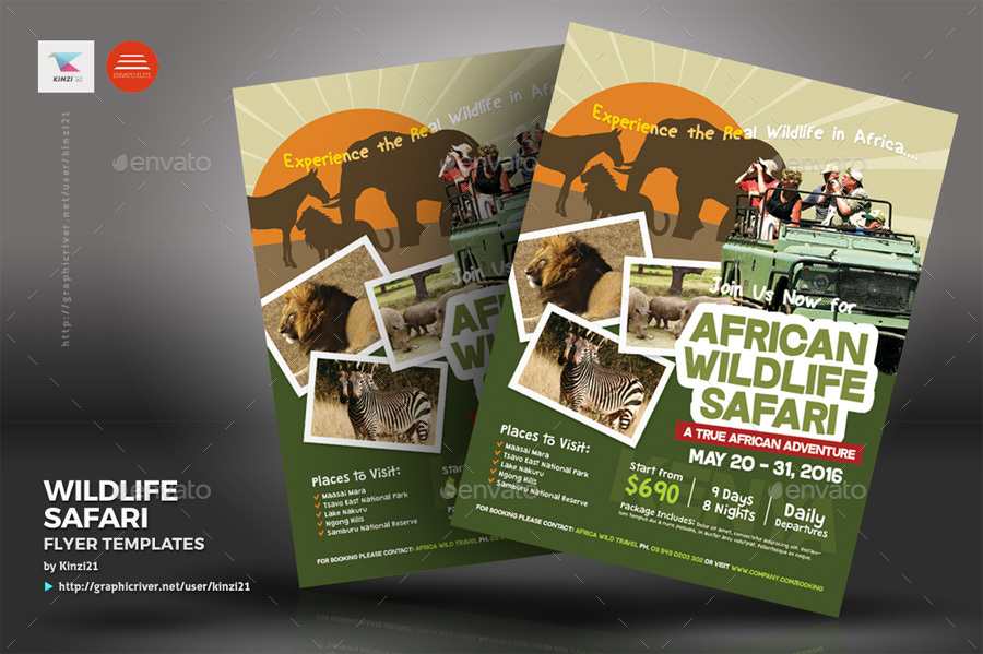 Wildlife Safari Flyer Templates, Print Templates | GraphicRiver