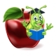 Book Worm Apple Cartoon, Vectors | GraphicRiver