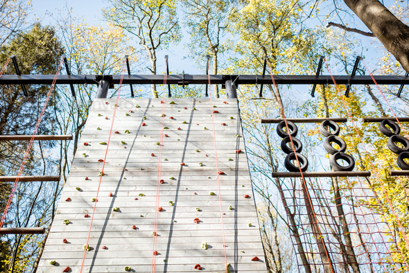 Climbing wall at amusement park Stock Photo by RossHelen | PhotoDune