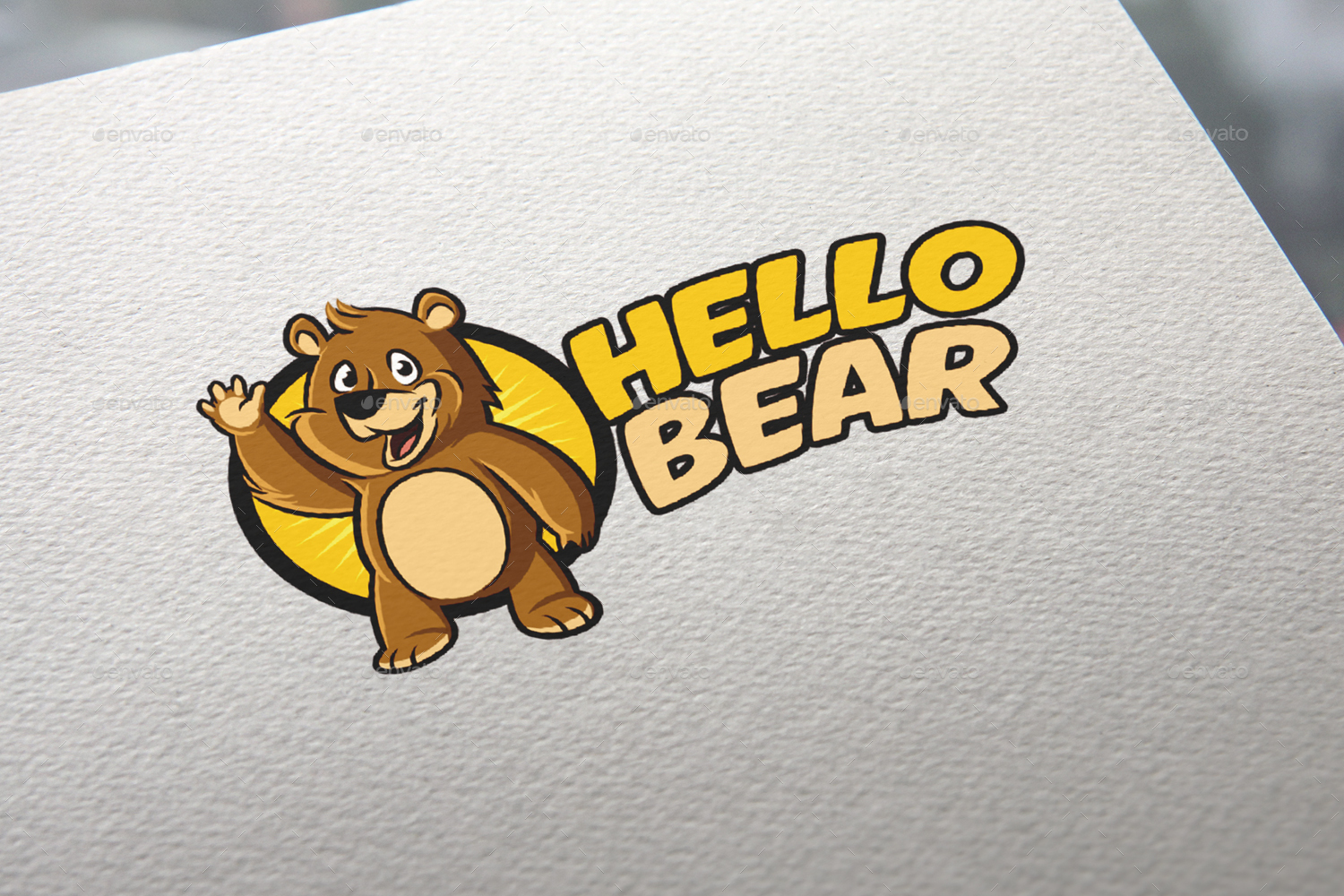 Cartoon Hello Bear Mascot Logo, Logo Templates | GraphicRiver