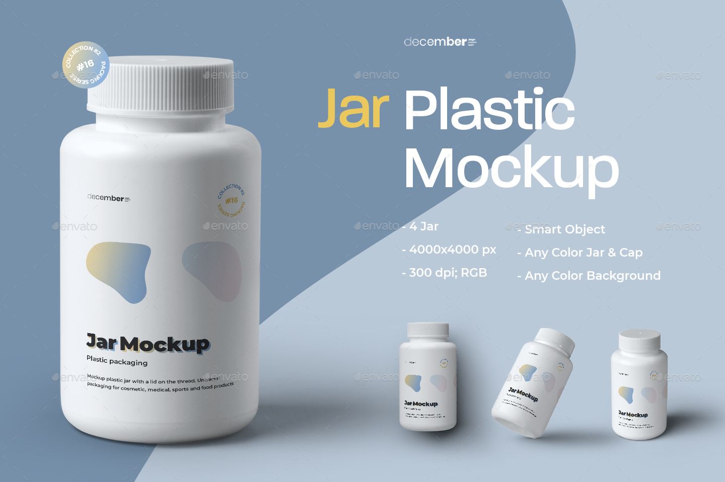 54 Mockups of Plastic Jars ( 12 different sets ), Graphics | GraphicRiver