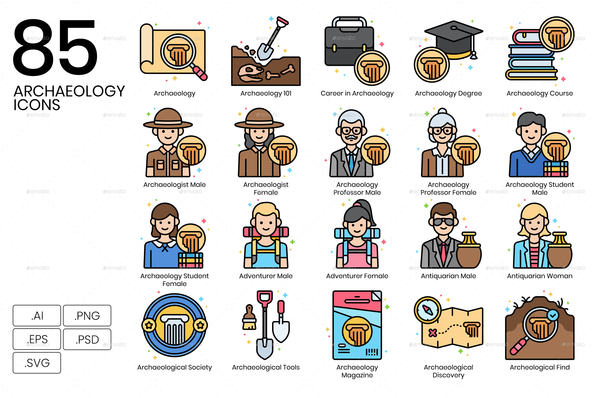 85 Archaeology Icons, Icons | GraphicRiver