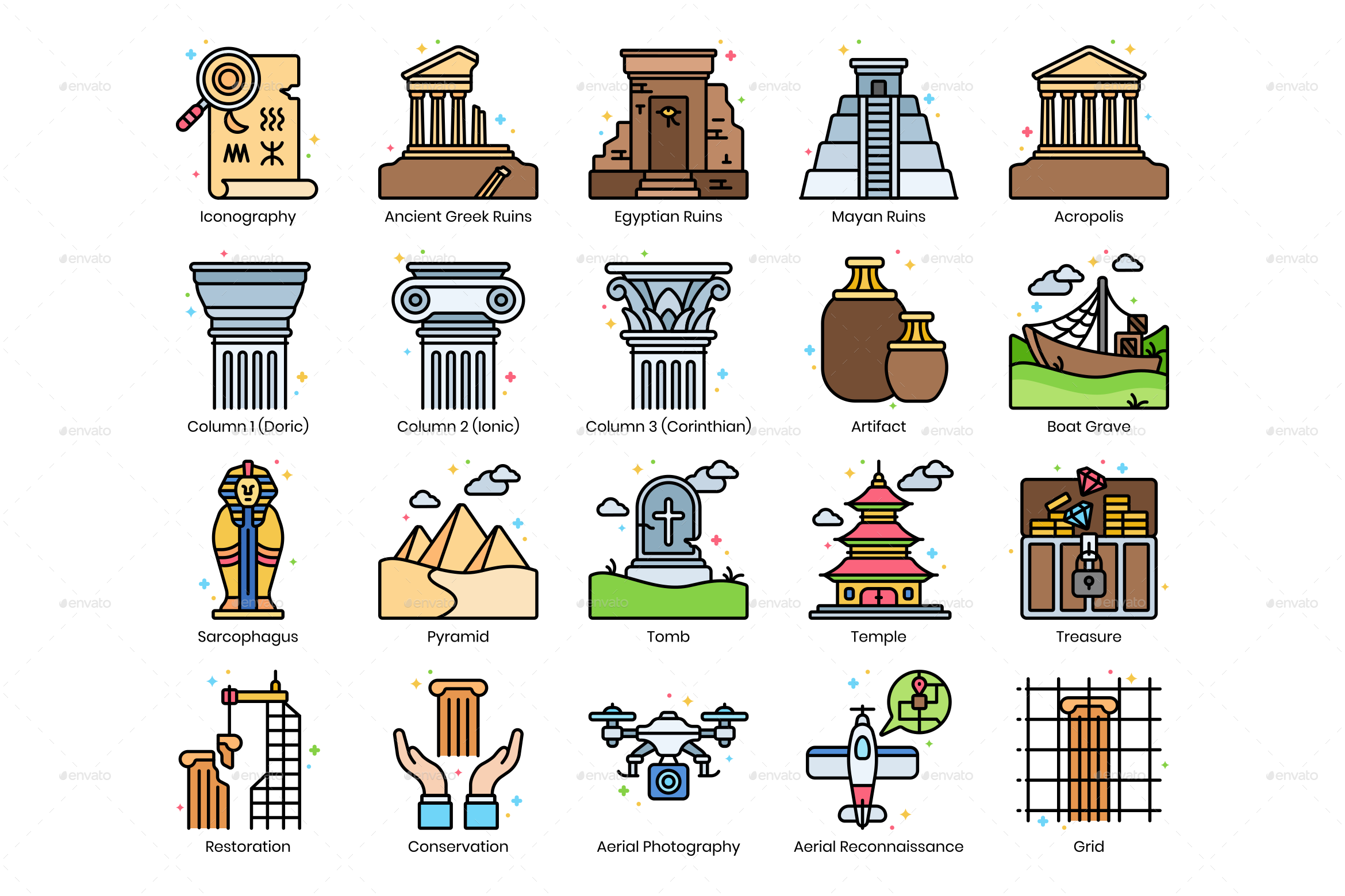 85 Archaeology Icons, Icons | GraphicRiver