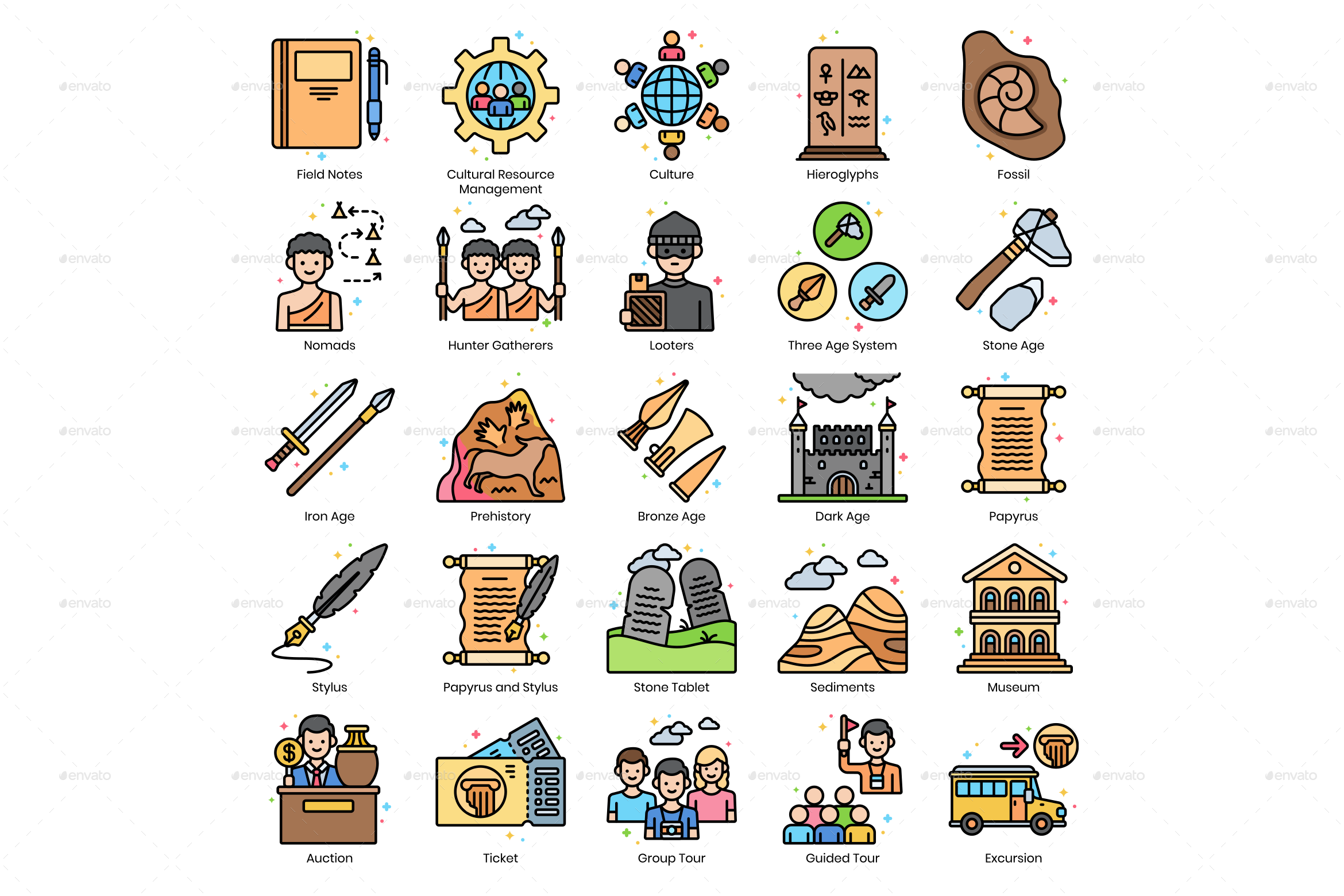 85 Archaeology Icons, Icons | GraphicRiver