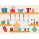 Kitchen Shelves with Tableware, Vectors | GraphicRiver