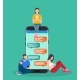 Happy People Use Mobile Smartphone, Vectors | GraphicRiver