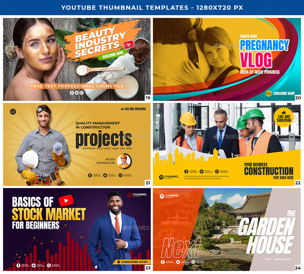 40-Youtube Thumbnail Templates, Web Elements | GraphicRiver