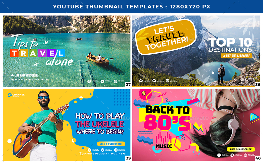 40-Youtube Thumbnail Templates, Web Elements | GraphicRiver