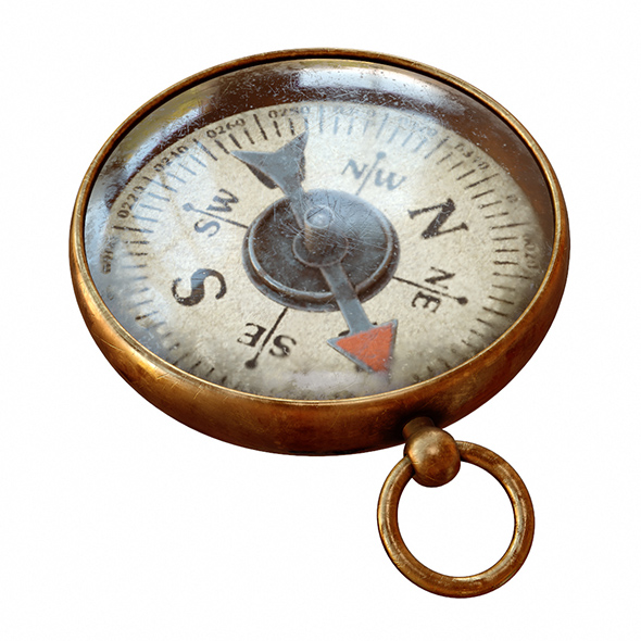 Vintage Brass Compass #3. 3D model with PBR textures. by Lotus_Studio