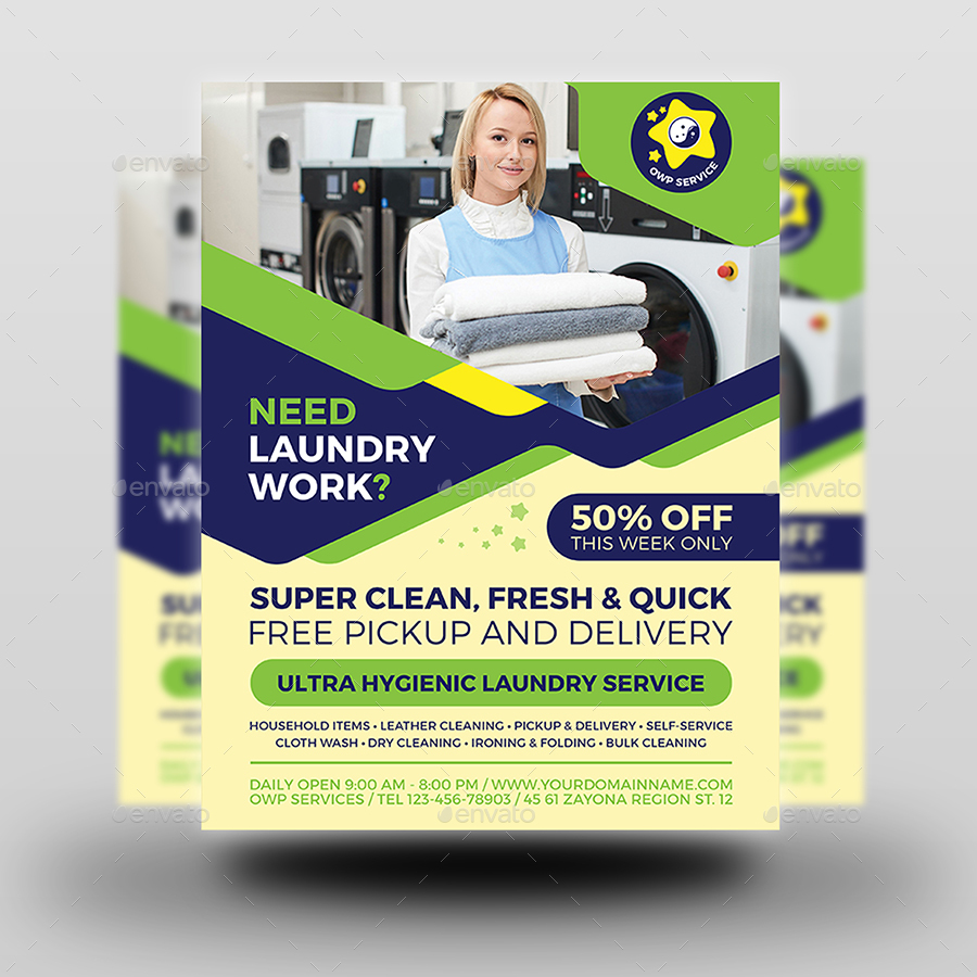 Laundry Services Flyer Template, Print Templates | GraphicRiver