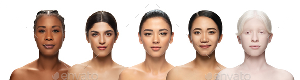 Multi-ethnic beauty. Different ethnicity and beautiful women isolated ...