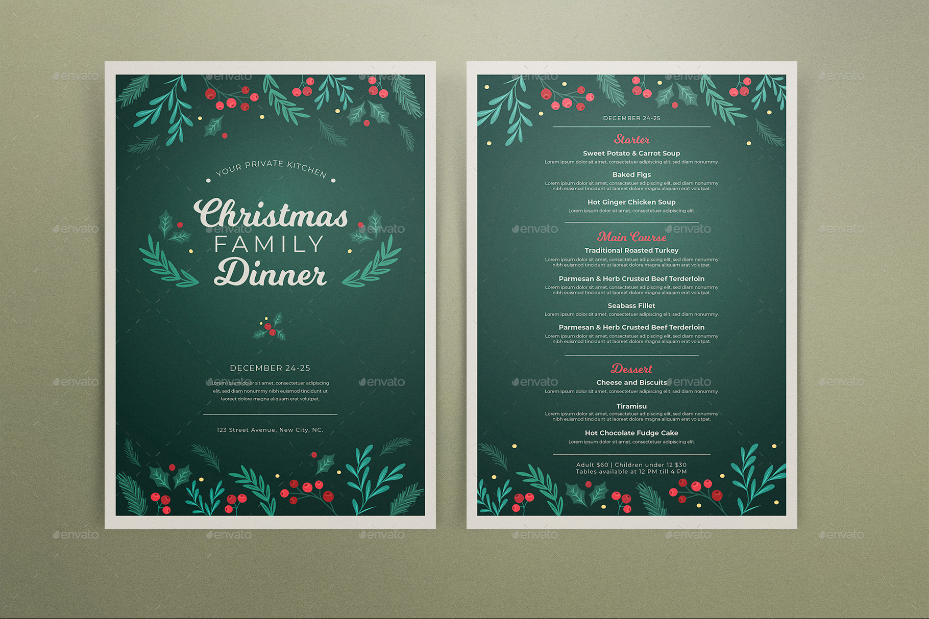 Christmas Family Dinner Template by messenj4h | GraphicRiver
