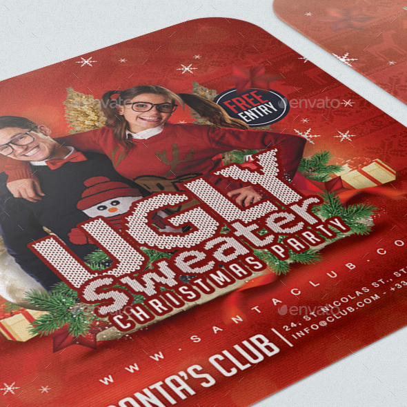 Ugly Sweater Christmas Party Flyer, Print Templates | GraphicRiver