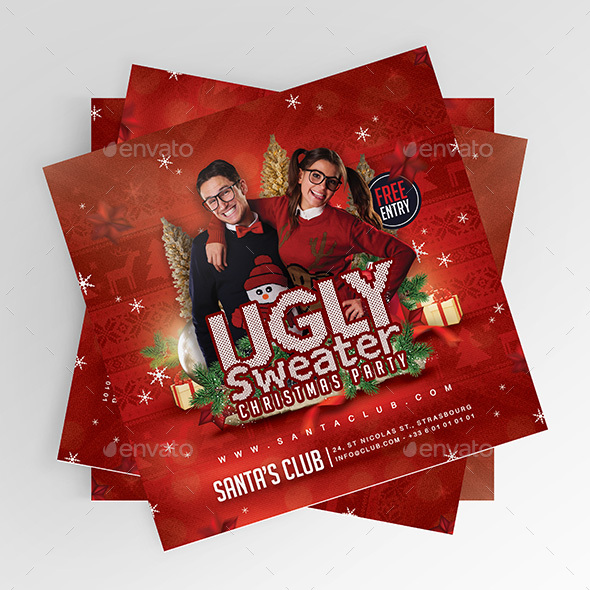 Ugly Sweater Christmas Party Flyer, Print Templates | GraphicRiver