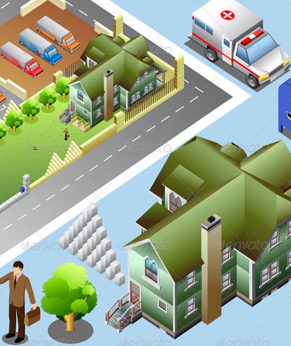 Isometric of Detailed City map, Vectors | GraphicRiver