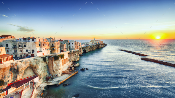 Vieste - beautiful coastal town on the rocks in Puglia Stock Photo by ...