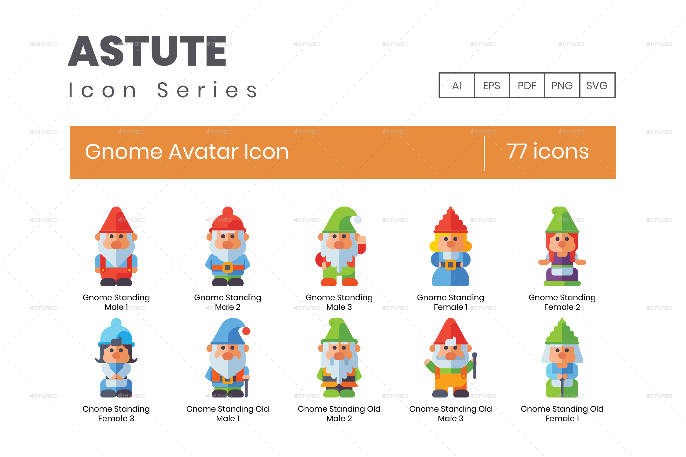 Gnomes Avatar Icon Set, Icons | GraphicRiver