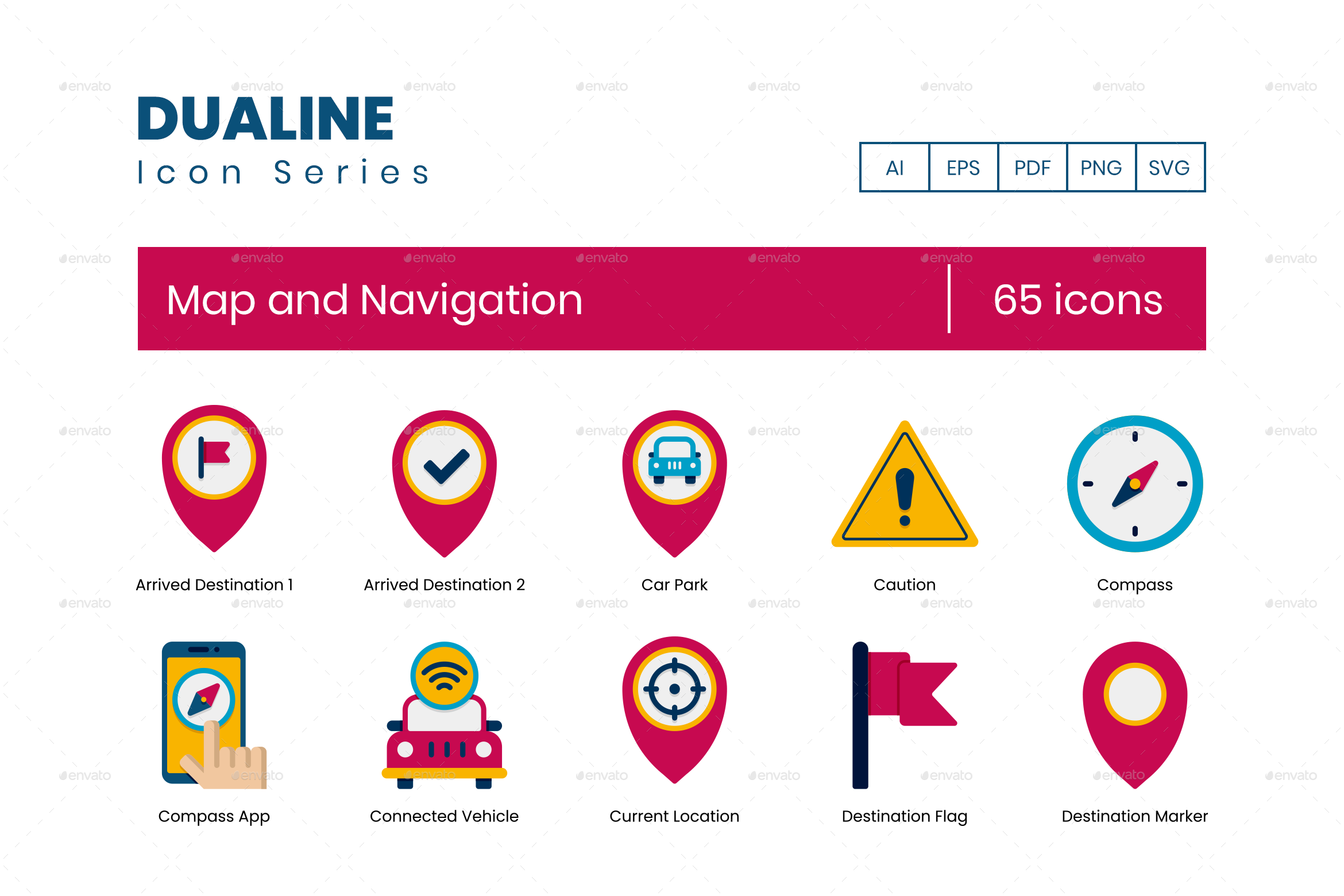 65 Map and Navigation Icons, Icons | GraphicRiver