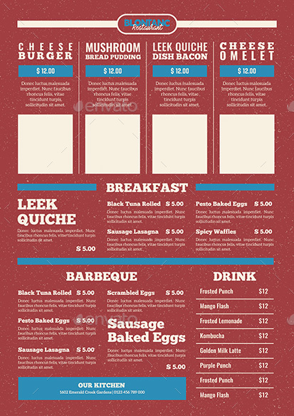 Vintage Restaurant Menu, Print Templates | GraphicRiver