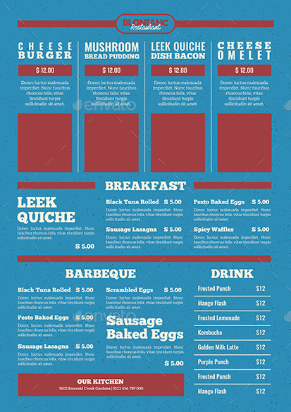 Vintage Restaurant Menu, Print Templates | GraphicRiver