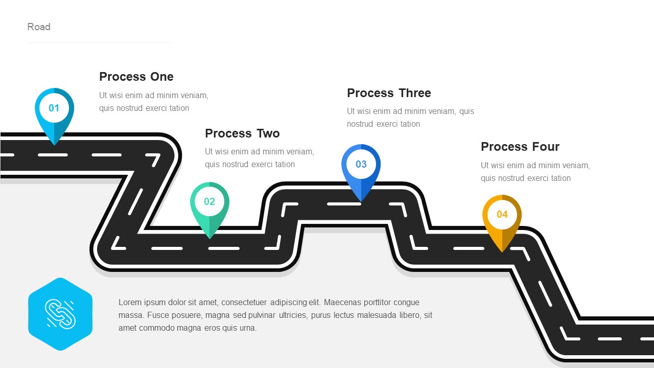 Road Infographic Powerpoint Presentation Template, Presentation Templates