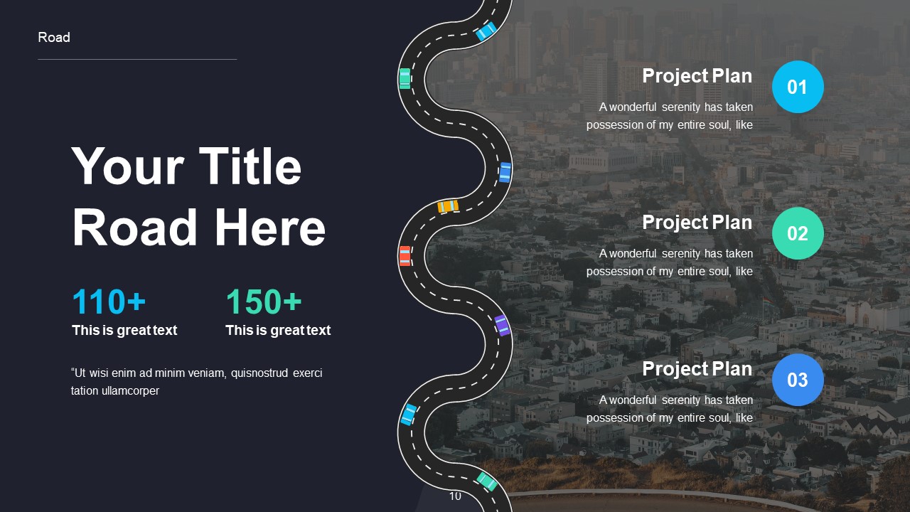 Road Infographic Powerpoint Presentation Template, Presentation Templates