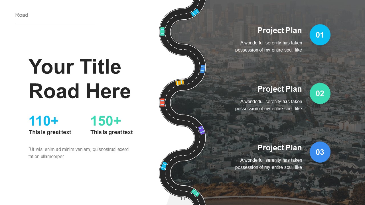 Road Infographic Powerpoint Presentation Template, Presentation Templates
