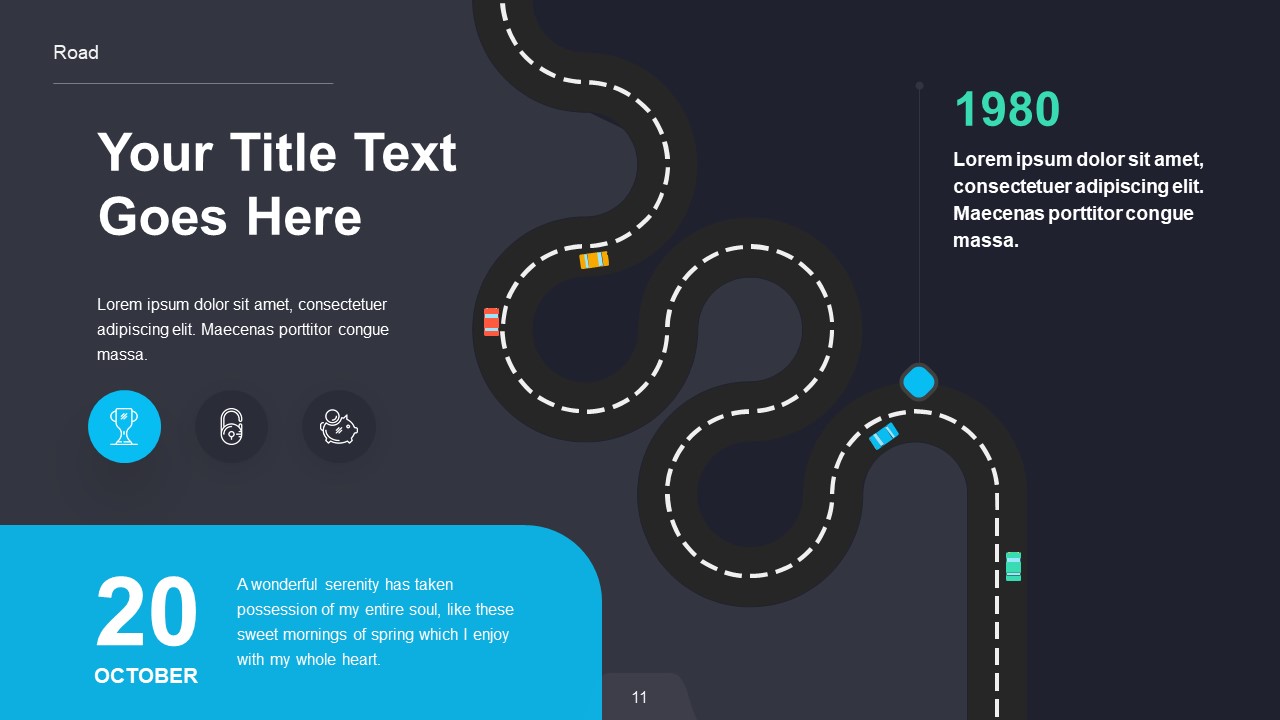 Road Infographic Powerpoint Presentation Template, Presentation Templates
