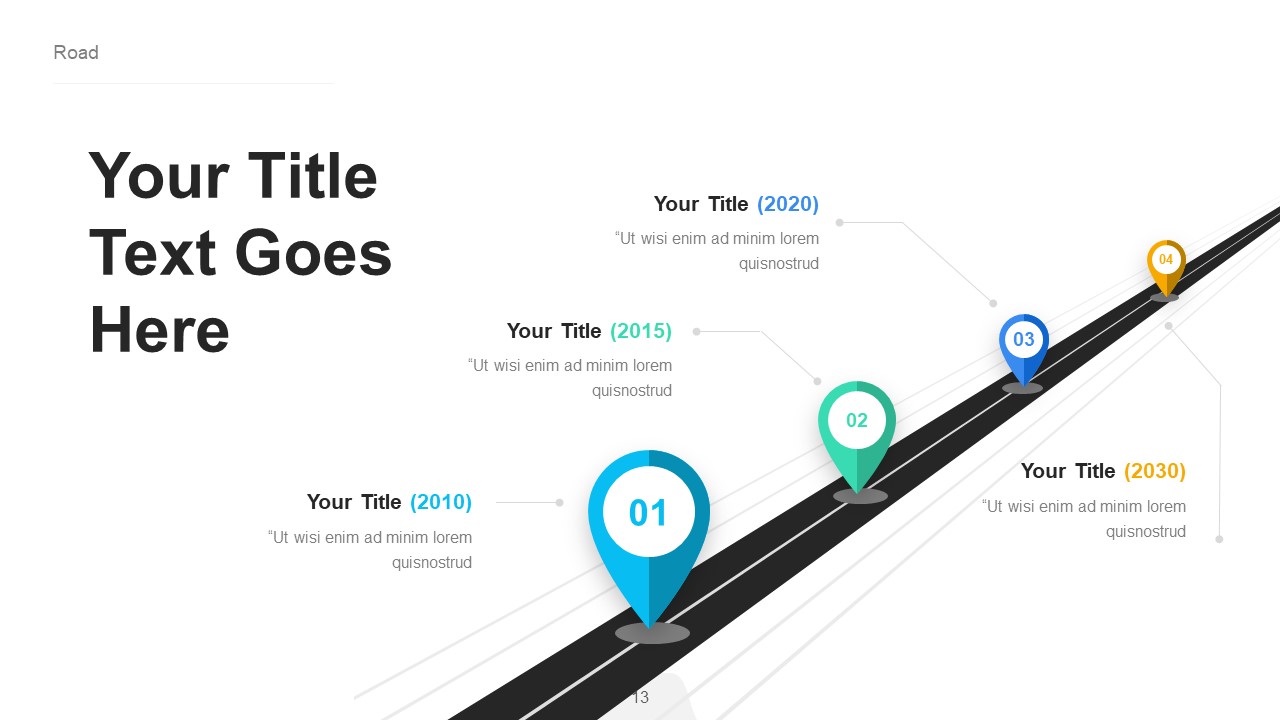 Road Infographic Powerpoint Presentation Template, Presentation Templates