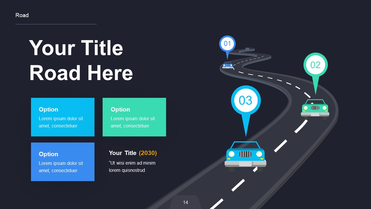Road Infographic Powerpoint Presentation Template, Presentation Templates