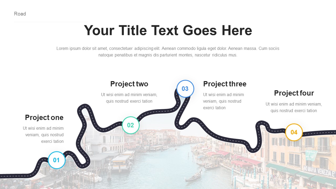 Road Infographic Powerpoint Presentation Template, Presentation Templates