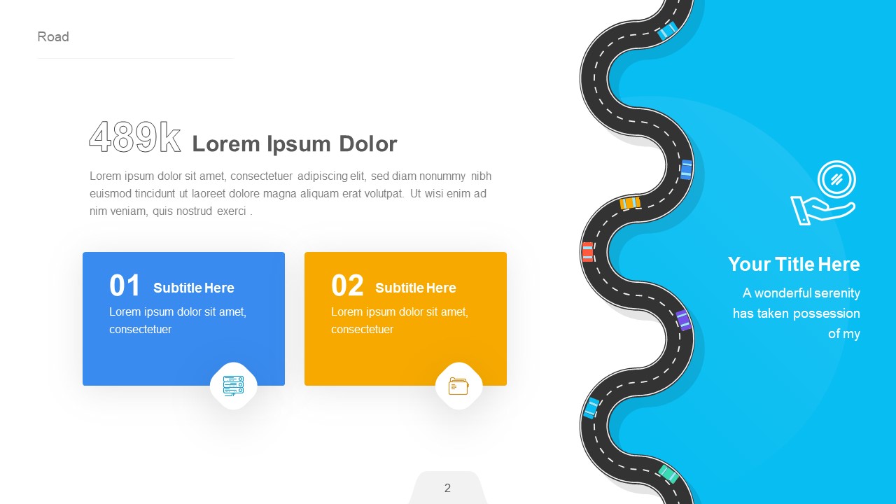 Road Infographic Powerpoint Presentation Template, Presentation Templates