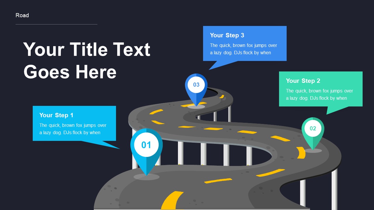 Road Infographic Powerpoint Presentation Template, Presentation Templates
