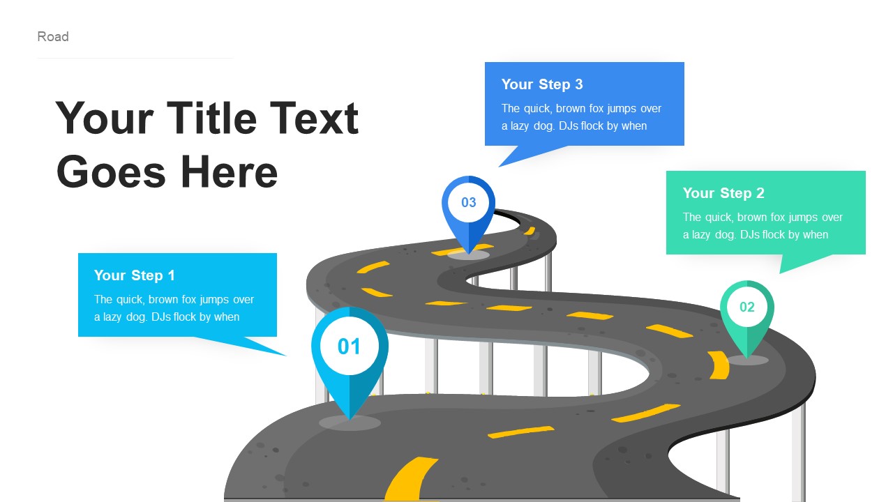 Road Infographic Powerpoint Presentation Template, Presentation Templates