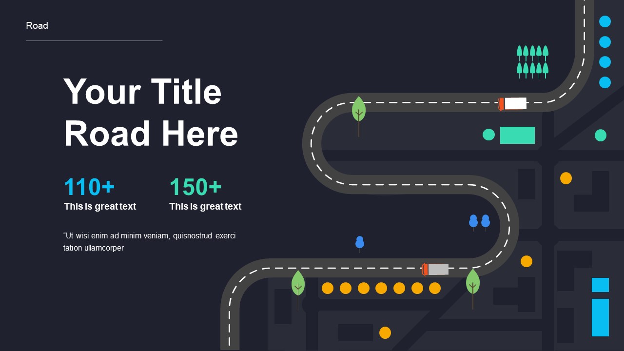 Road Infographic Powerpoint Presentation Template, Presentation Templates