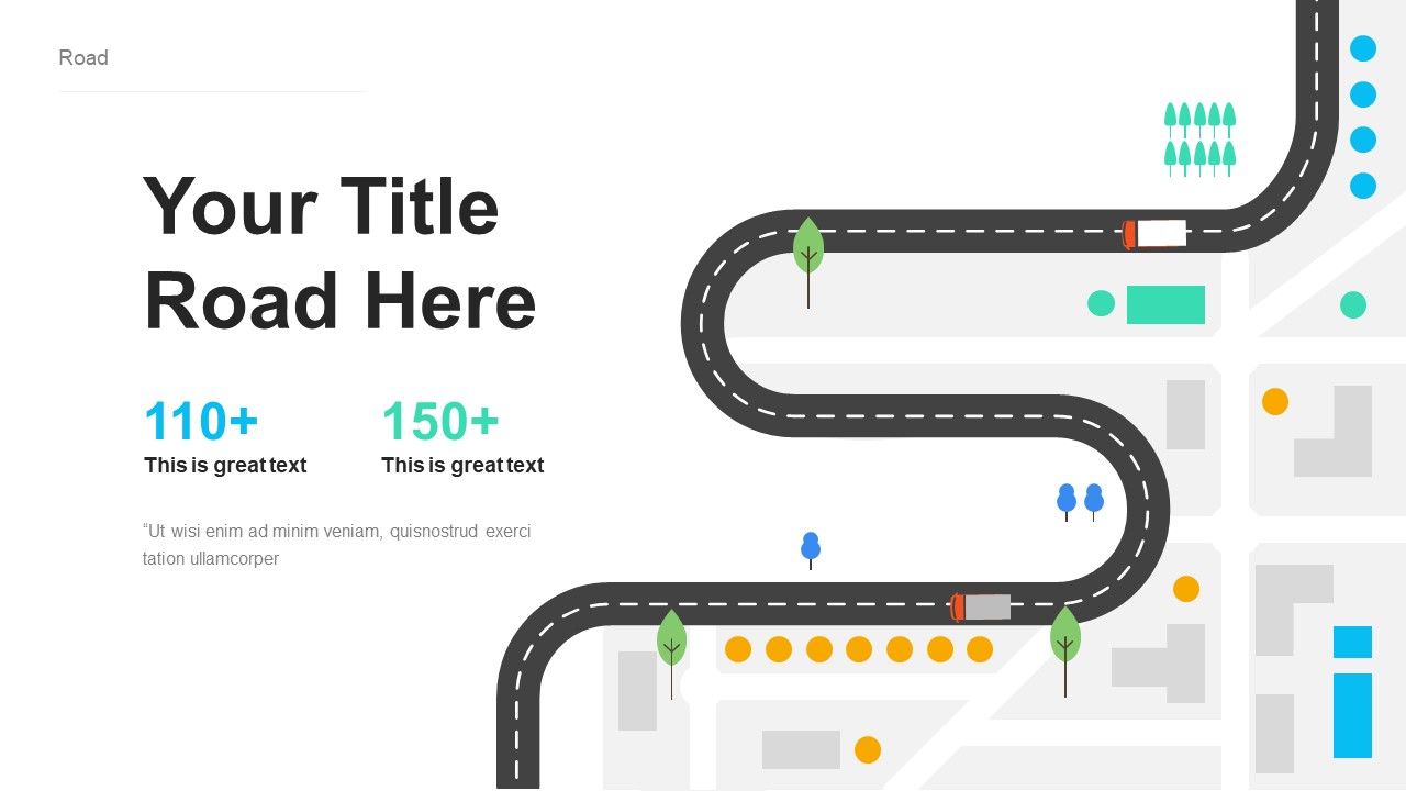 Road Infographic Powerpoint Presentation Template, Presentation Templates