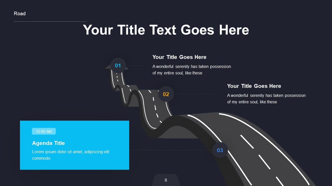 Road Infographic Powerpoint Presentation Template, Presentation Templates
