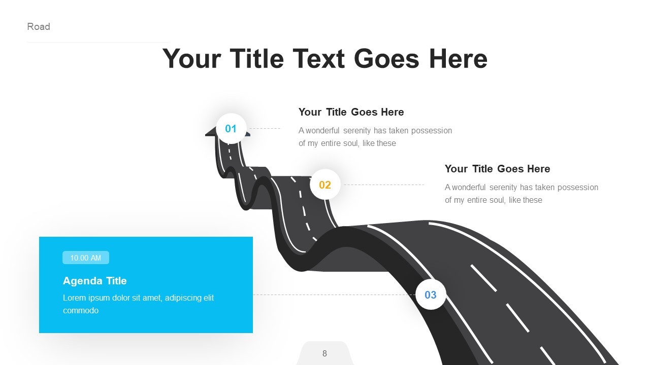 Road Infographic Powerpoint Presentation Template, Presentation Templates