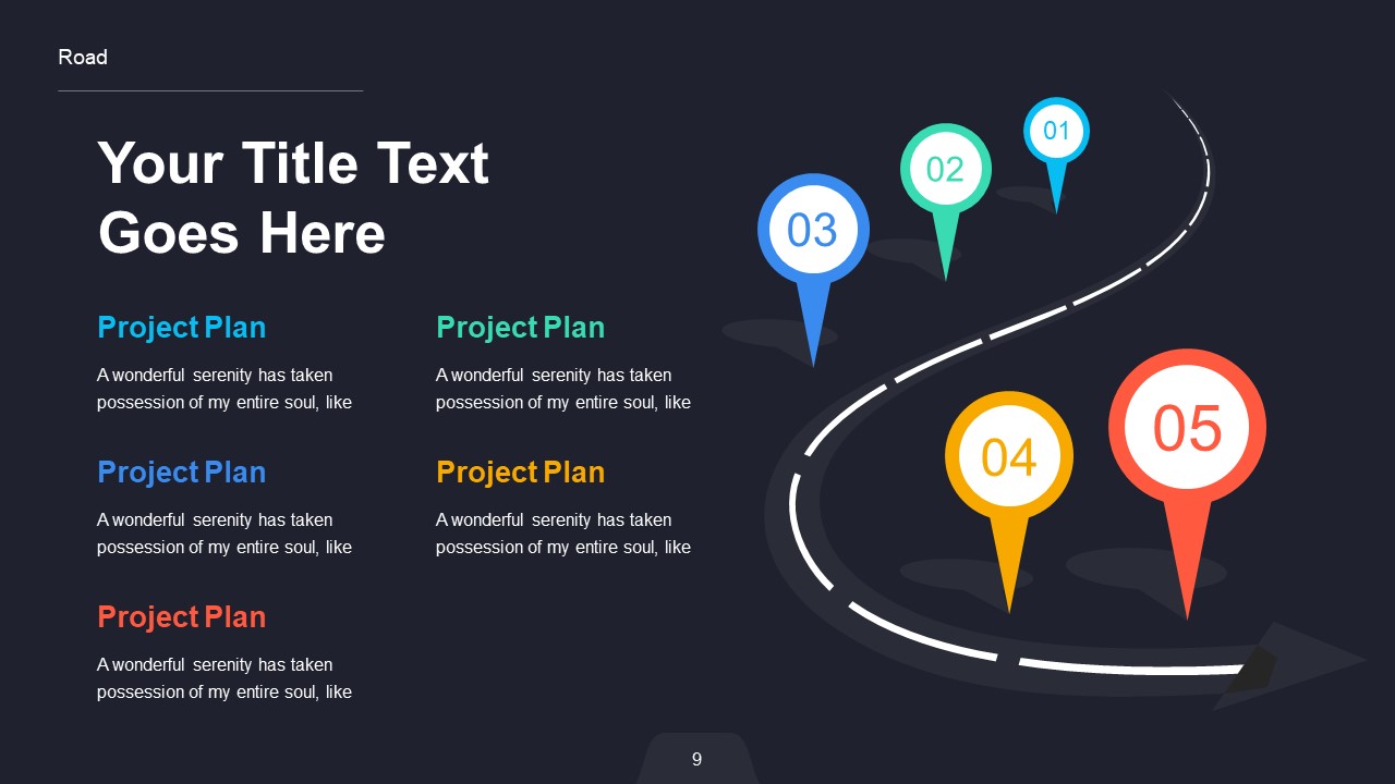Road Infographic Powerpoint Presentation Template, Presentation Templates